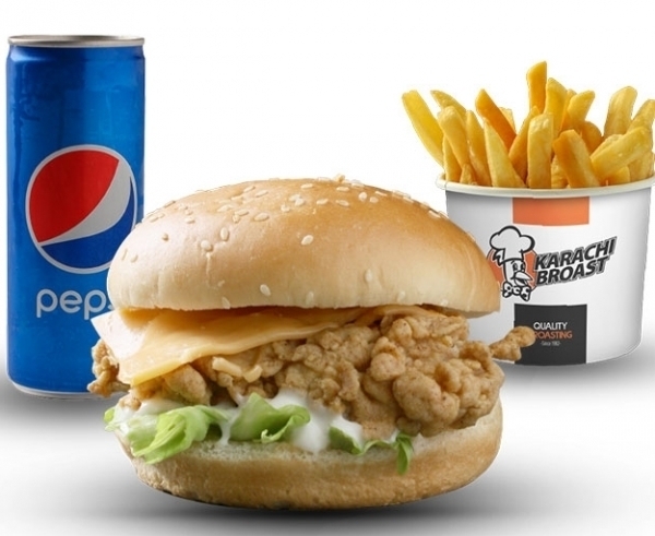 Broasted Burger Meal | Karachi Broast
